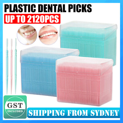 1060Pcs Plastic Dental Picks Oral Hygiene 2 Way Interdental Brush Tooth ...
