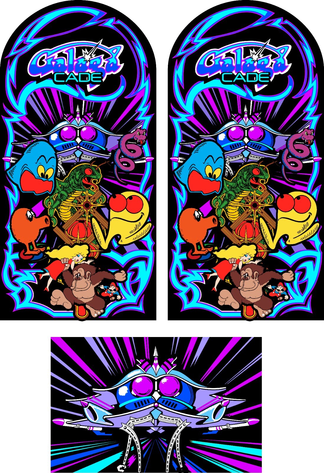 Multicade Mame Classics Side Art 3pc Blue Arcade Graphics Decals ...