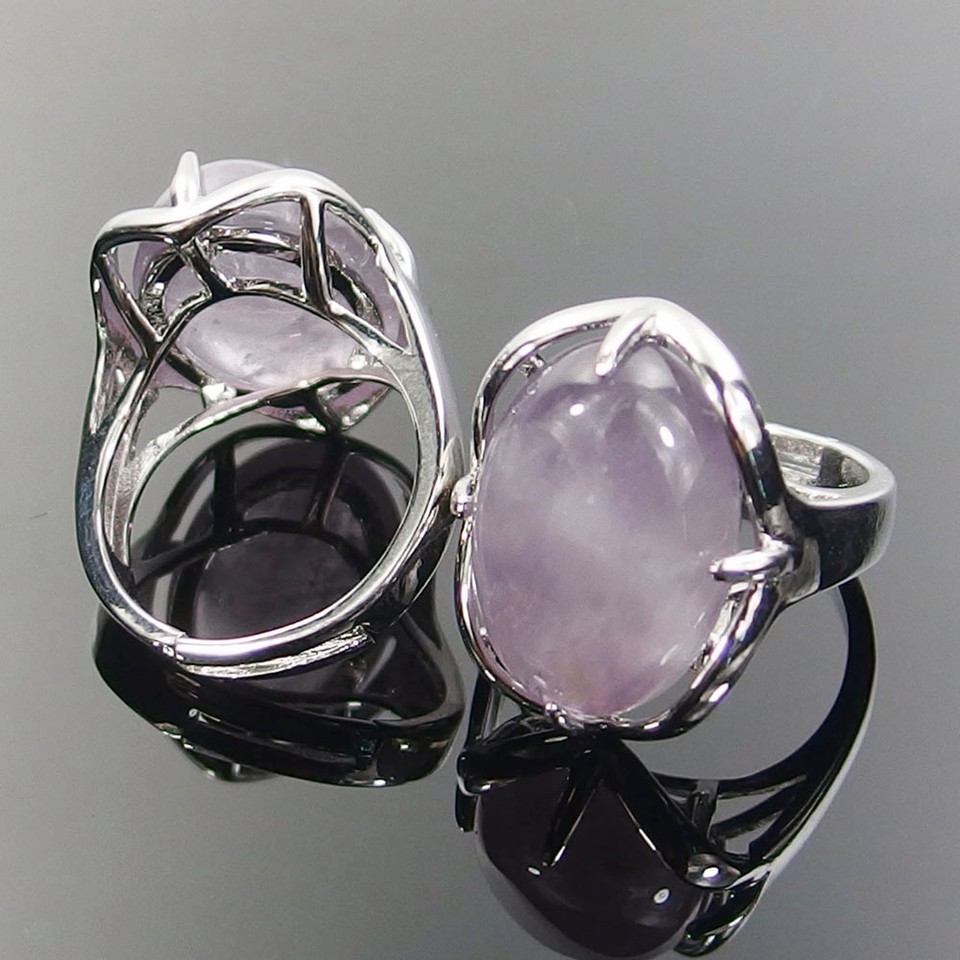 silver plated adjustable rings set with assorted natural gemstone beads ...