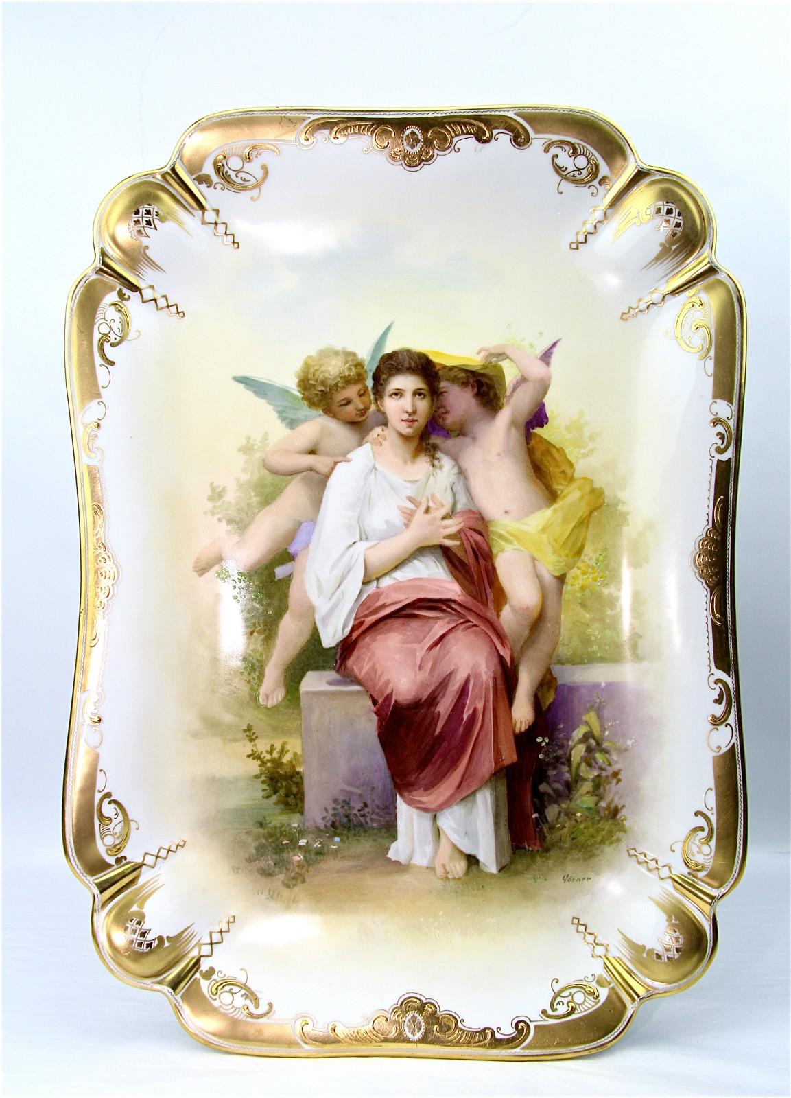OLD VIENNA AUSTRIA PORCELAIN CABINET WALL PLAQUE TRAY BEEHIVE MARK ...