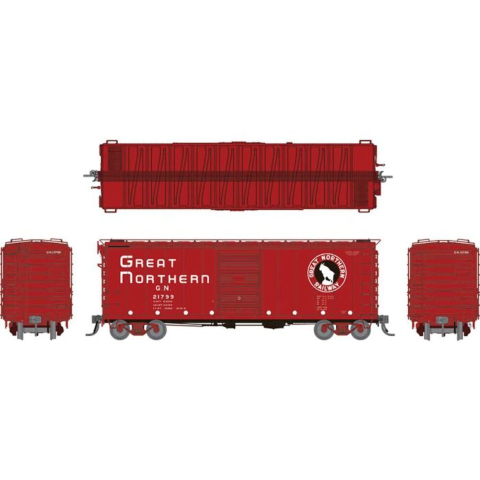 Rapido Trains 155002A HO Scale 40' Boxcar Great Northern "Chinese Red ...