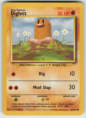 Pokemon Diglett Common Normal Base Set 047/102 LP | eBay