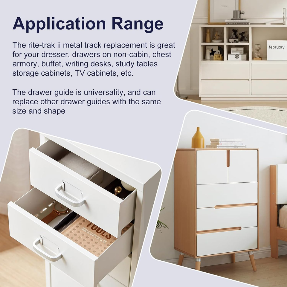 5 Sets Kenlin Rite-Trak II Drawer Track Guides Replacement for Dresser ...