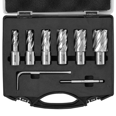 VEVOR Annular Cutter Set, 6 pcs Weldon Shank Mag Drill Bits, 1/2" to 1 ...
