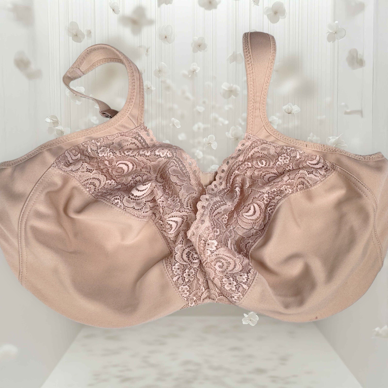 Glamorise Full Figure Nude Lacey MagicLift SATIN Bra … - Gem
