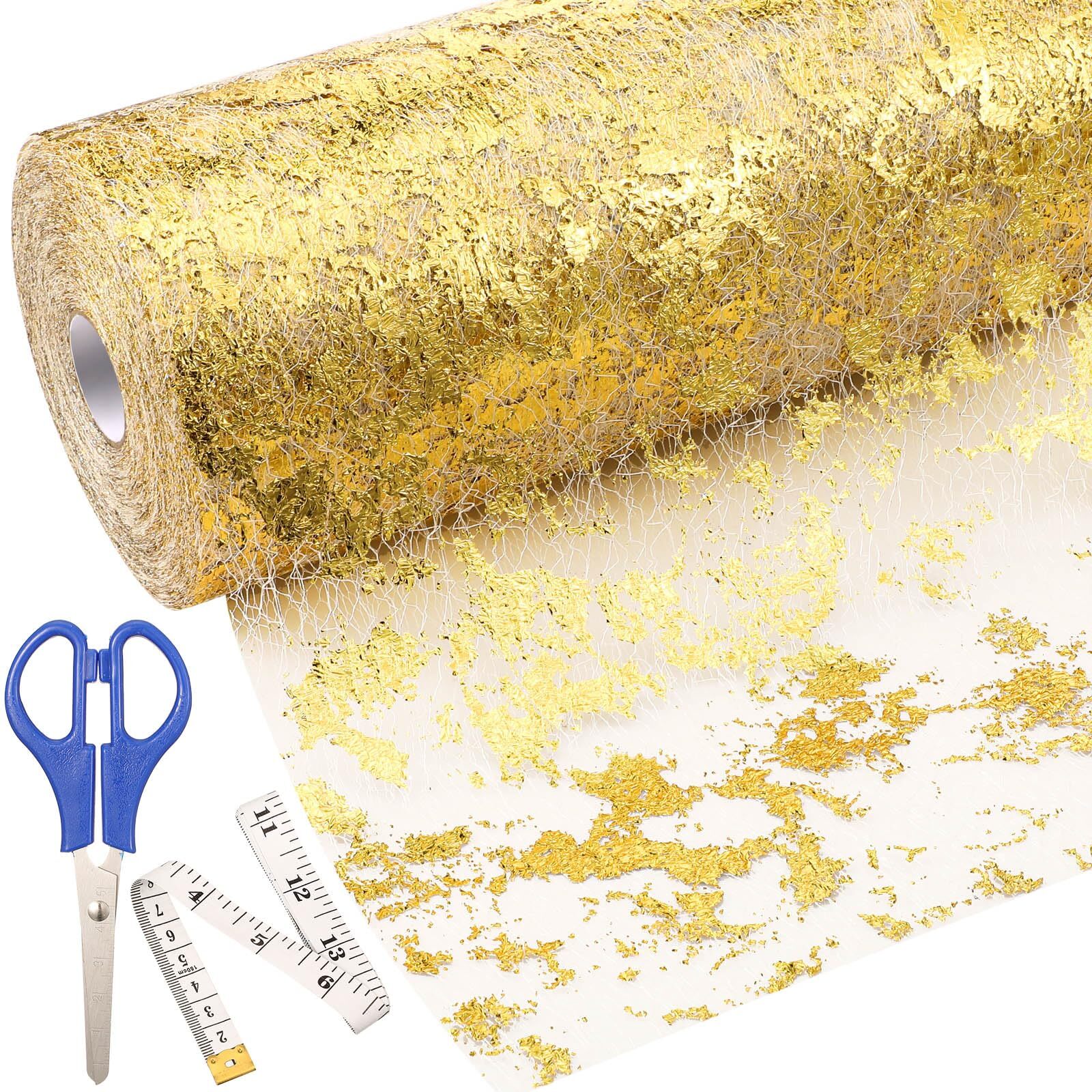 Metallic Gold Thin Table Runner with Scissors and Soft Ruler 11 Inch x ...