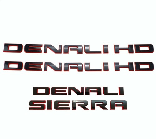 4X Set 11-19 Redline GMC Sierra Denali 2500HD 3500HD Emblem Badge | eBay