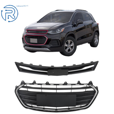 Front Bumper Upper+Lower Grille Set Black Chrome For Chevrolet Trax ...