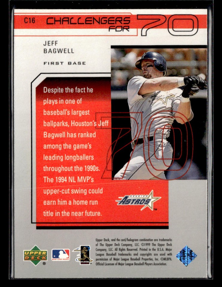 1999 Upper Deck Challengers for 70 #C16 Jeff Bagwell Challengers ...