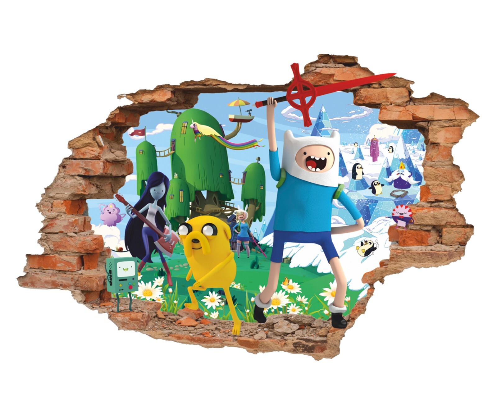 Adventure Time 3D Wall Decal, Finn, Jake Wall Sticker, Wall Tattoo ...