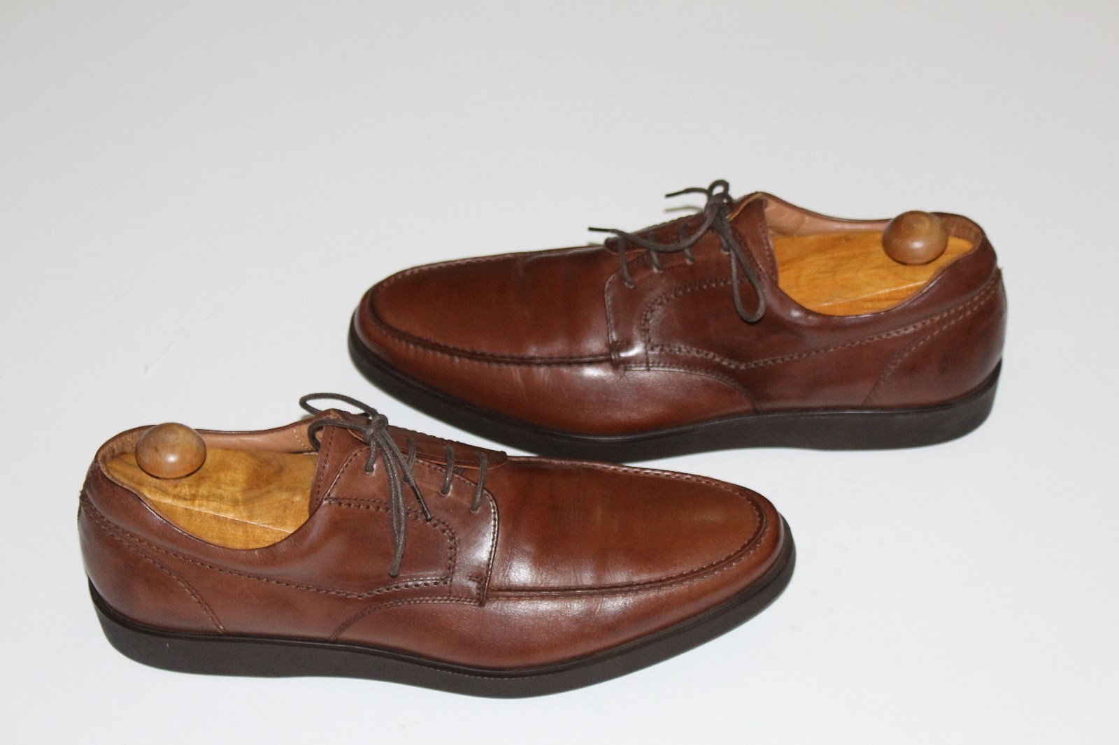 Mike Konos 12 Brown Leather LaceUp Oxfords Rubber Soles Cushioned Sock ...