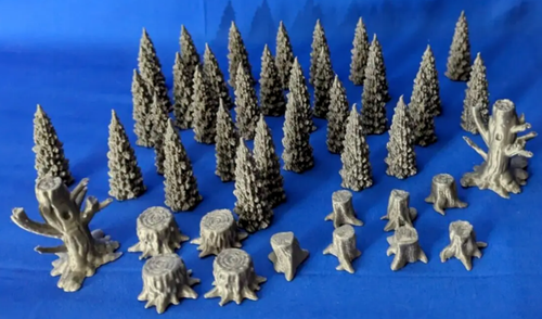 45 Tree Scatter Terrain Bundle for War Gaming - 3d printed - Grey | eBay