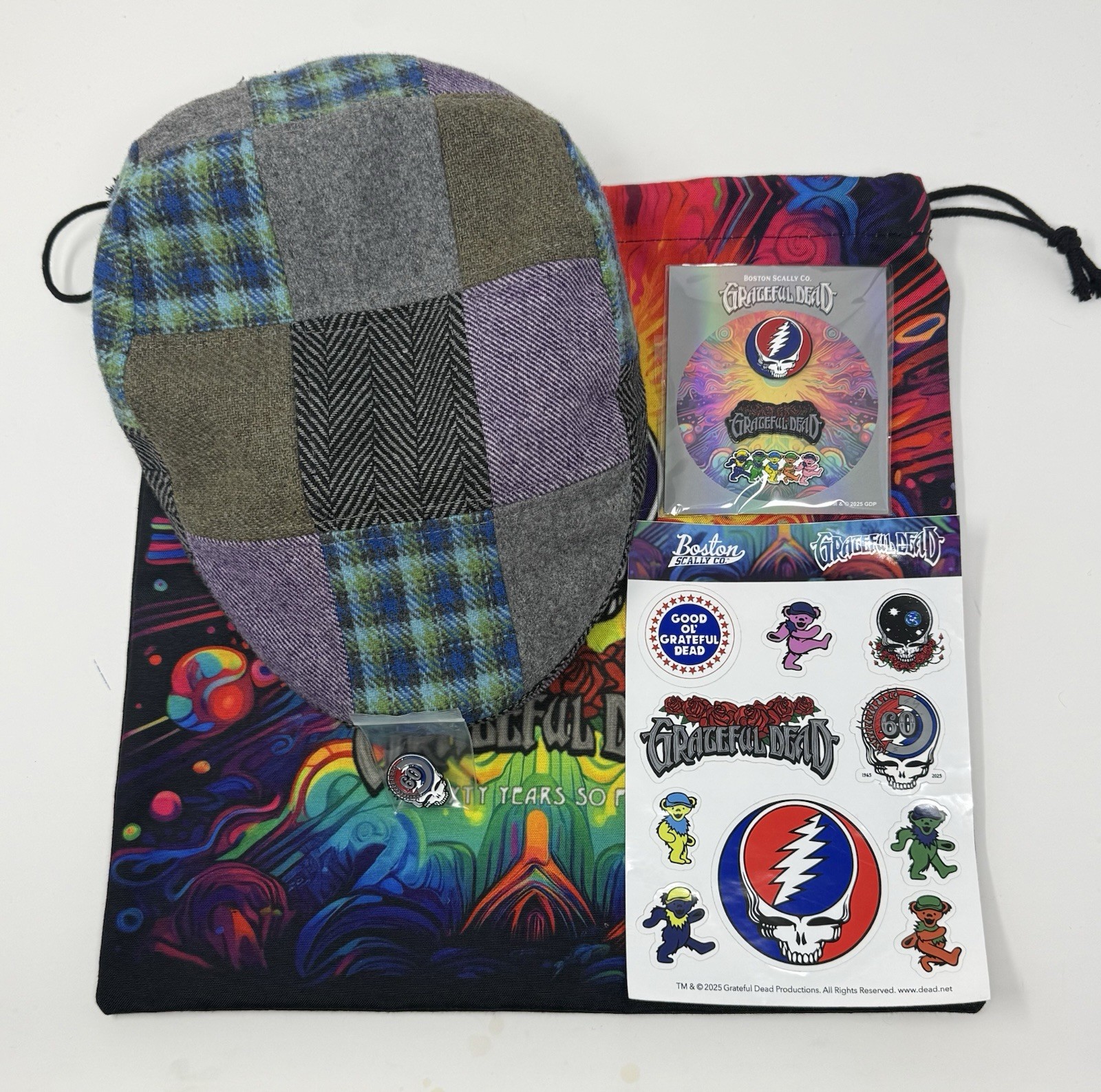 Boston Scally Co “Greatfuldead 60th Anniversary” Small bag, pin & pin ...