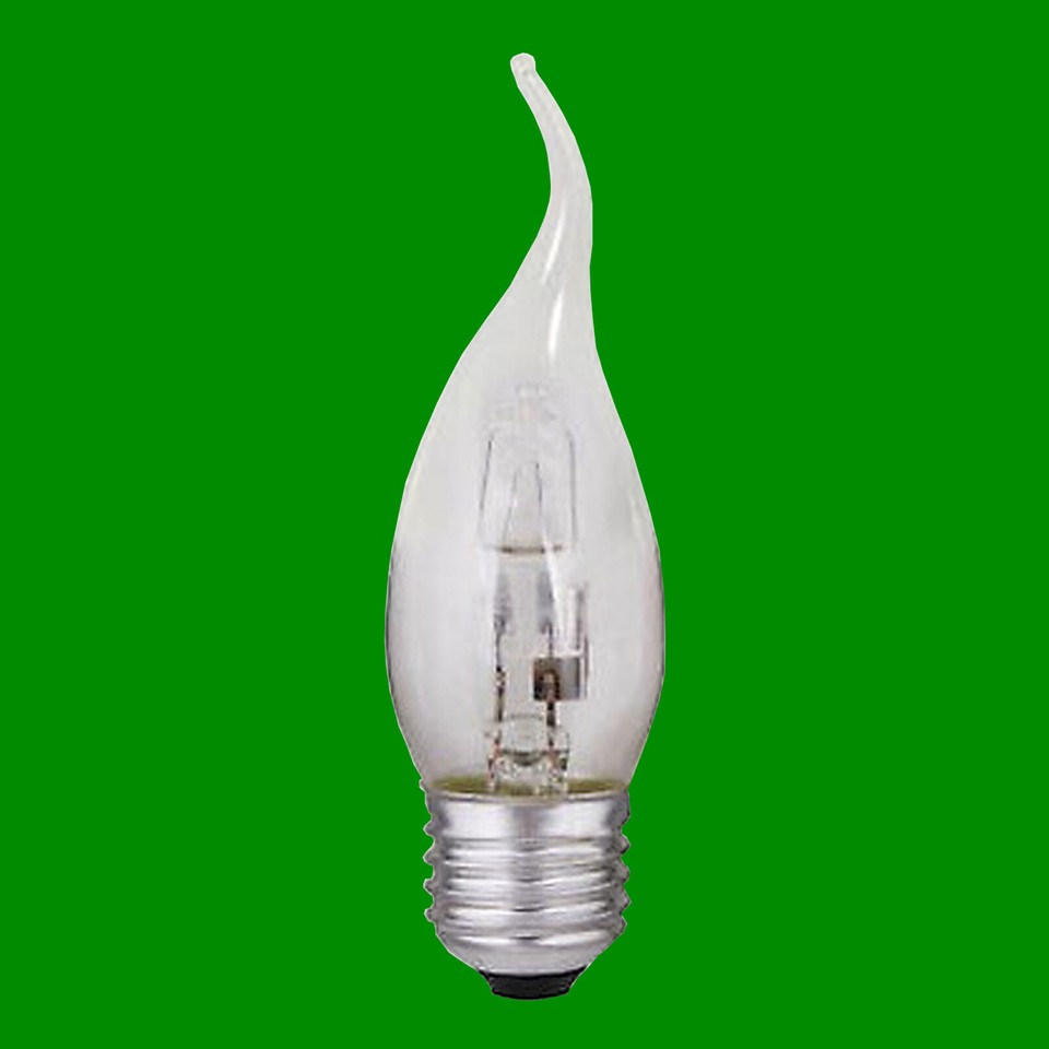 2x 28W (=40W) Dimmable Halogen Bent Tip Clear Candle Light Bulbs ES E27 ...