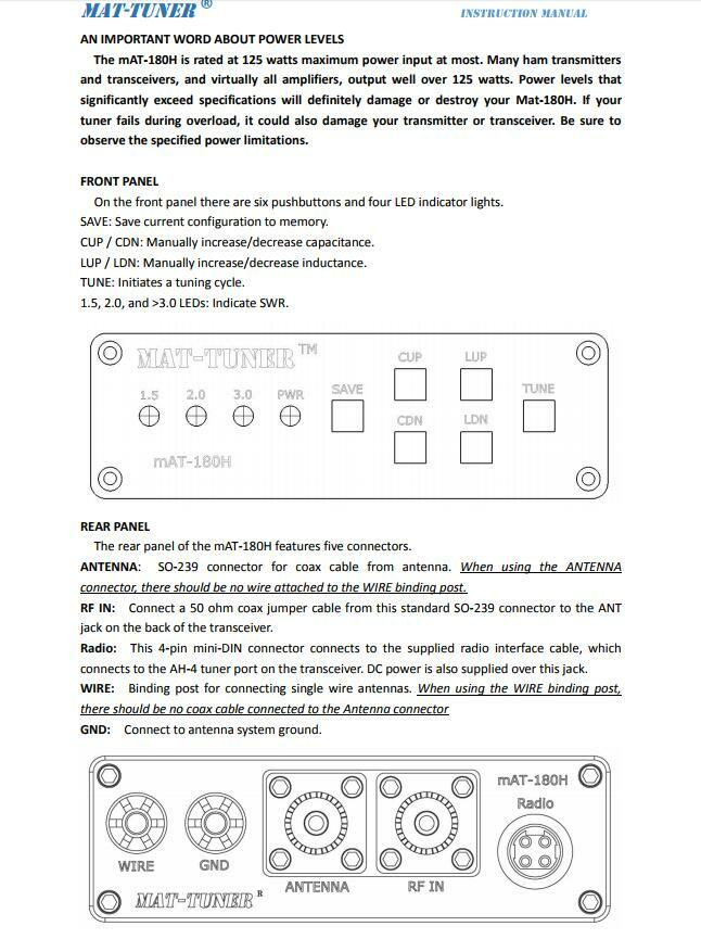 mAT-180H HF Auto-tuner 120W AUTO TUNER Automatic Antenna Ham Radio ...