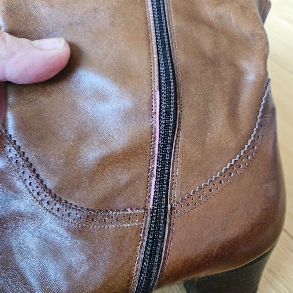 Salvatore Ferragamo CARLA women's Brown Leather Dress Boots size 7 | eBay