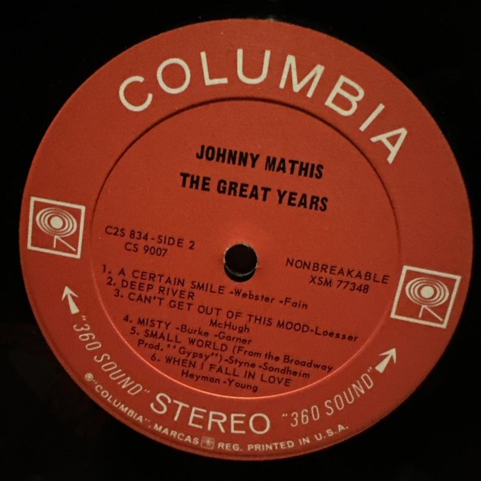 Johnny Mathis - "The Great Years" (1964) Double LP Columbia records ...