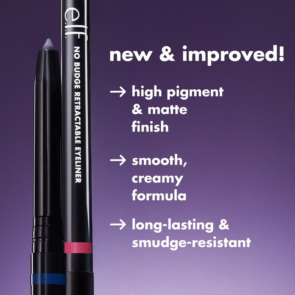 e.l.f. No Budge Retractable Eyeliner, Creamy, Ultra-Pigmented ...