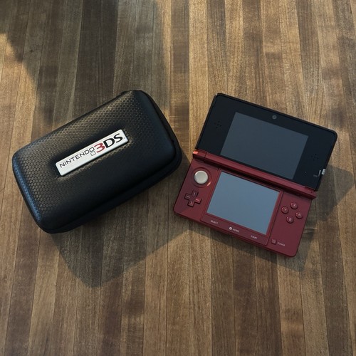 3DS Console System Flame Red Nintendo W/ Travel Case | eBay