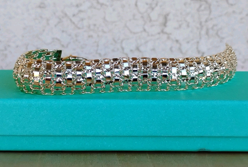 Technibond 18K Gold over Sterling Wide Lattice Bracelet OT 925 Turkey ...