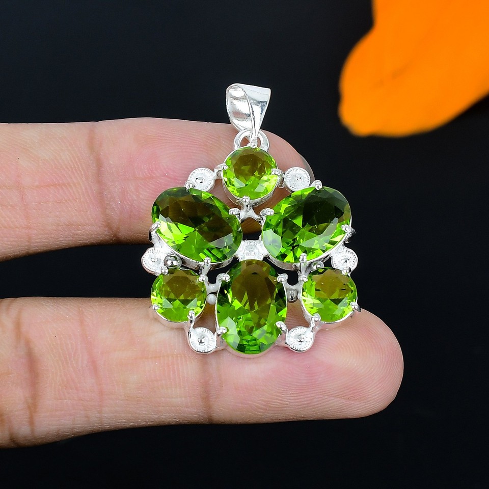 Peridot Gemstone Handmade 925 Sterling Silver Jewelry Pendant 1.58 ...