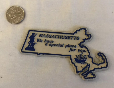 Vintage Souvenir Massachusetts state shape RUBBER MAGNET collectibles ...