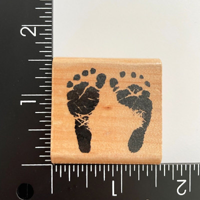 StampCraft Baby Feet Footprints Wood Mounted Rubber Stamp | eBay