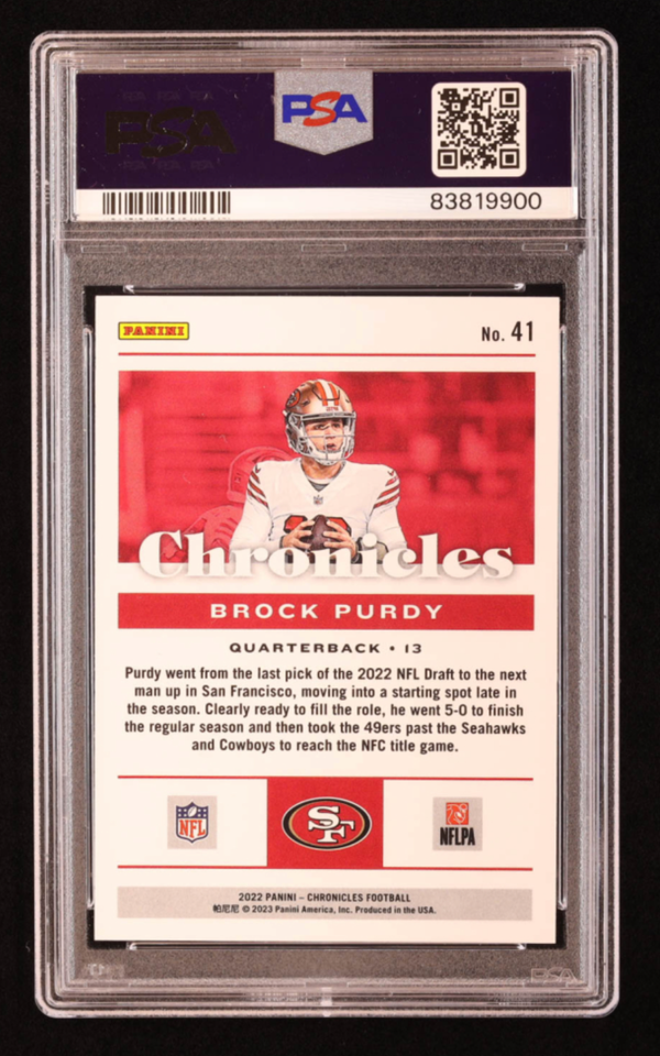 Brock Purdy Rookie Card 2022 Panini Chronicles - #41 Brock Purdy (RC ...