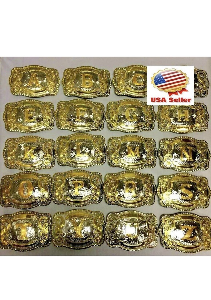 INITIAL (R) BELT BUCKLE LETTER COWBOY WESTERN RODEO TEXAS STAR Hebillas ...