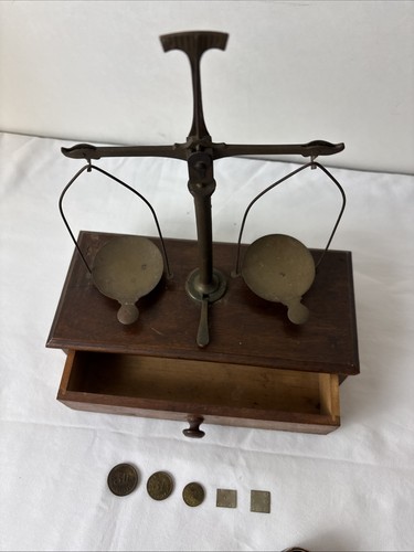 Antique Henry Troemner Apothecary Scale Balance with Weights and Wood ...