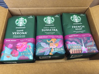 Starbucks Dark Roast Ground Coffee Variety Pack 3 bags 12 oz each BBD ...
