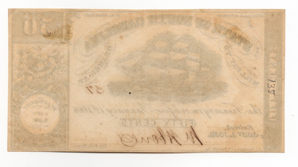Very Nice 1863 Obsolete North Carolina Fractional 50 Cent Note | eBay