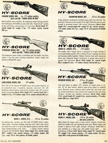 1974 3pg Print Ad of Hy-Score BB Pellet Guns 808 870 813 817M 823M 821 ...