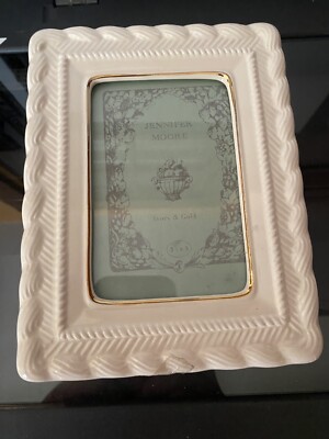 Jennifer Moore Photo Album Ivory & Gold Ceramic Rope Border Picture ...
