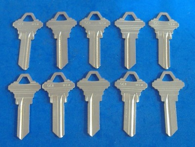 10 PC LOCKSMITH SC1 KEY BLANKS FITS SCHLAGE NICKEL CHROME PLATED BRS ...