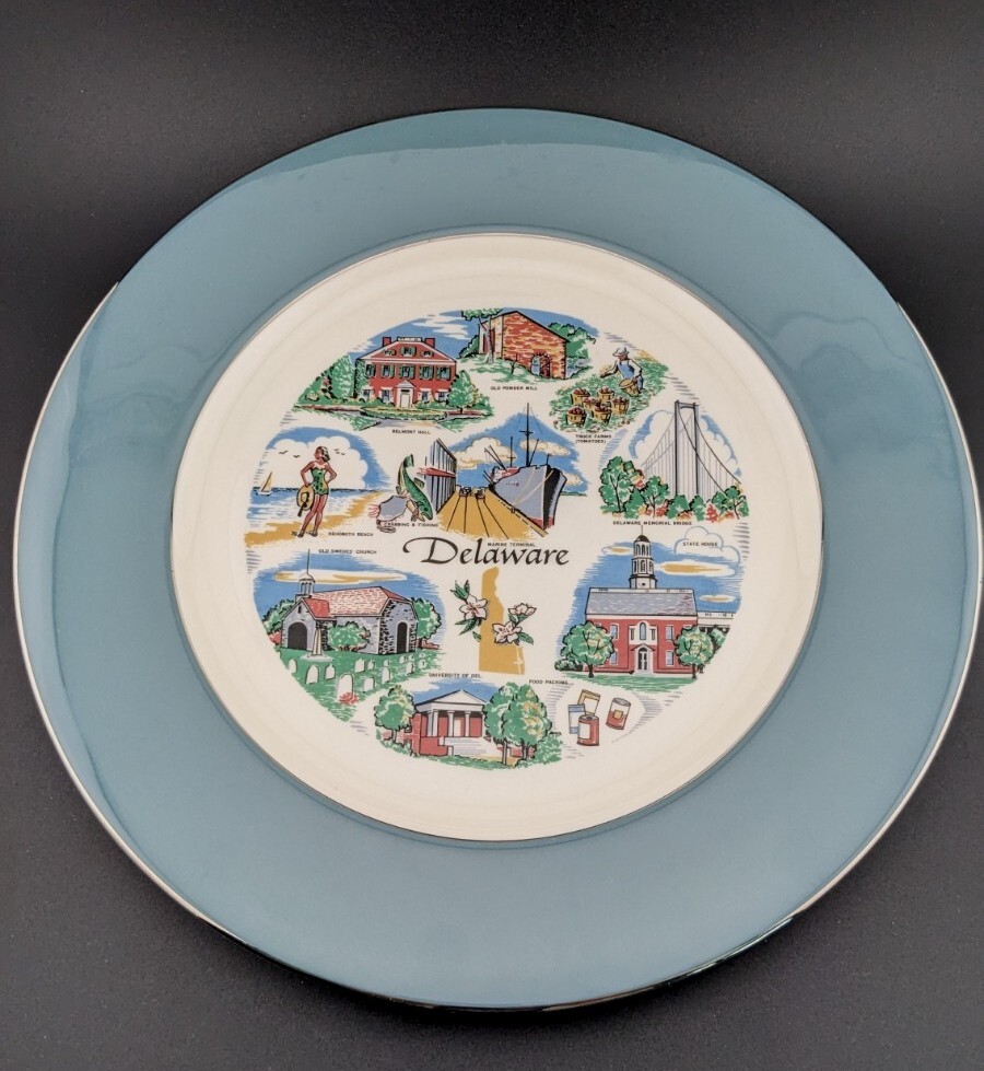 Vintage Souvenir State Plate Delaware Triomphe Made In USA Rehoboth UD ...