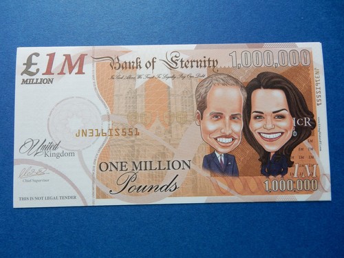 One Million Note PRINCE WILLIAM and KATE £1,000,000 Royalty ENGLAND ...