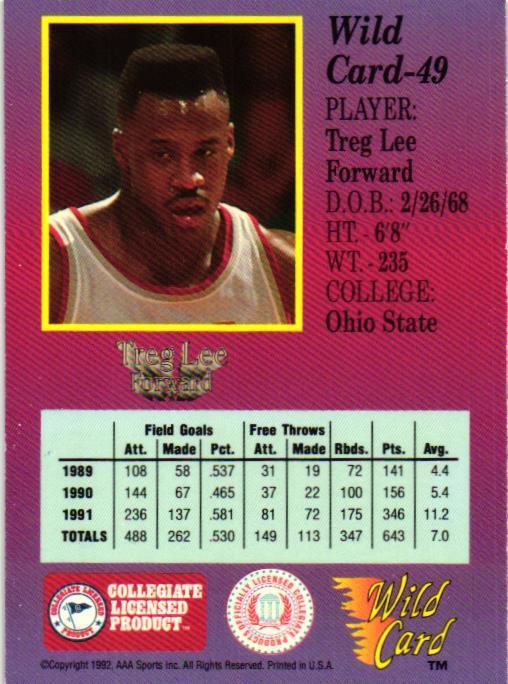 1991-92 Wild Card #49 Treg Lee | eBay