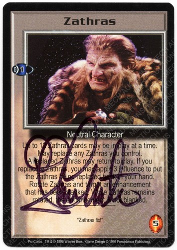 Babylon 5 CCG Psi-Corps Embossed Card Zathras Tim Choate Autograph ...
