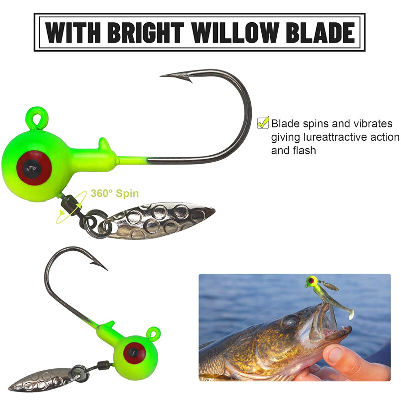 20Pcs Underspin Jig Heads Hooks Spinner Blade Crappie Bass Fishing Lure ...