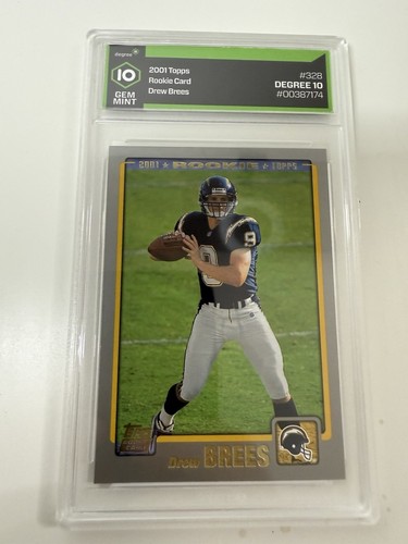 2001 Topps Drew Brees Rookie Card #328 GEM MINT 10 DEGREE RC Chargers ...