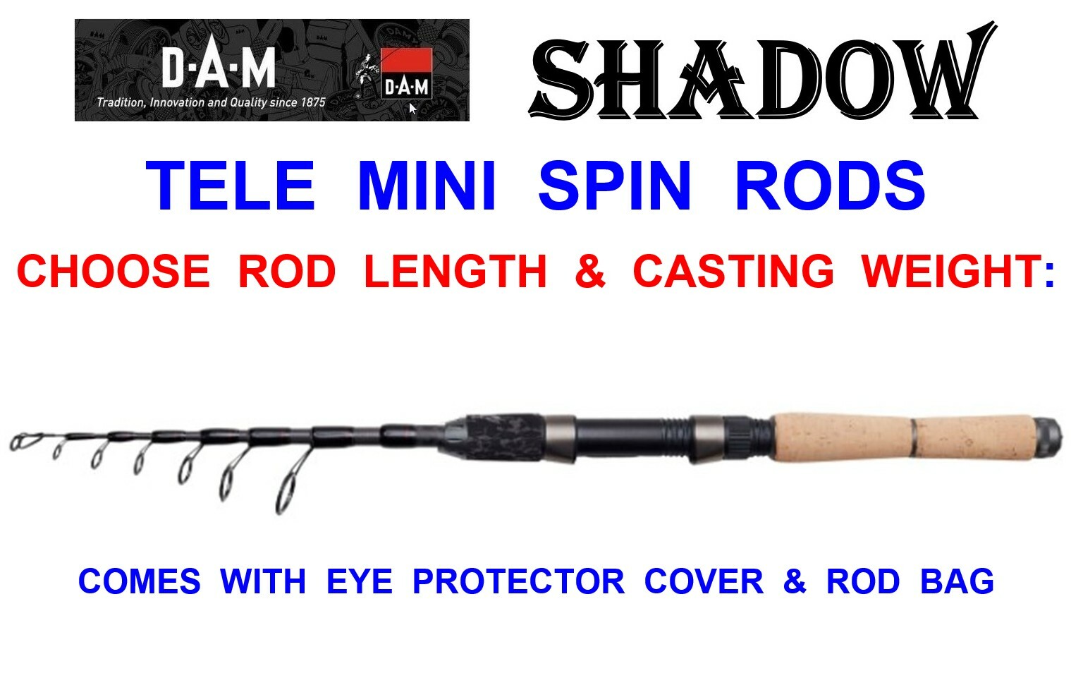 DAM SHADOW TELE MINI SPIN ROD LRF TROUT FISHING SPINNING TELESCOPIC ...