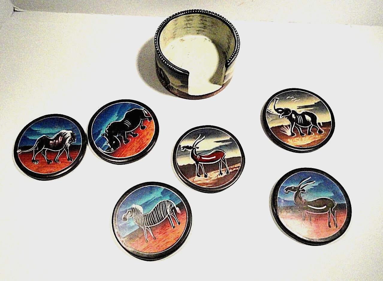 Kenyan African Soapstone Animal Coaster Set of Six | eBay