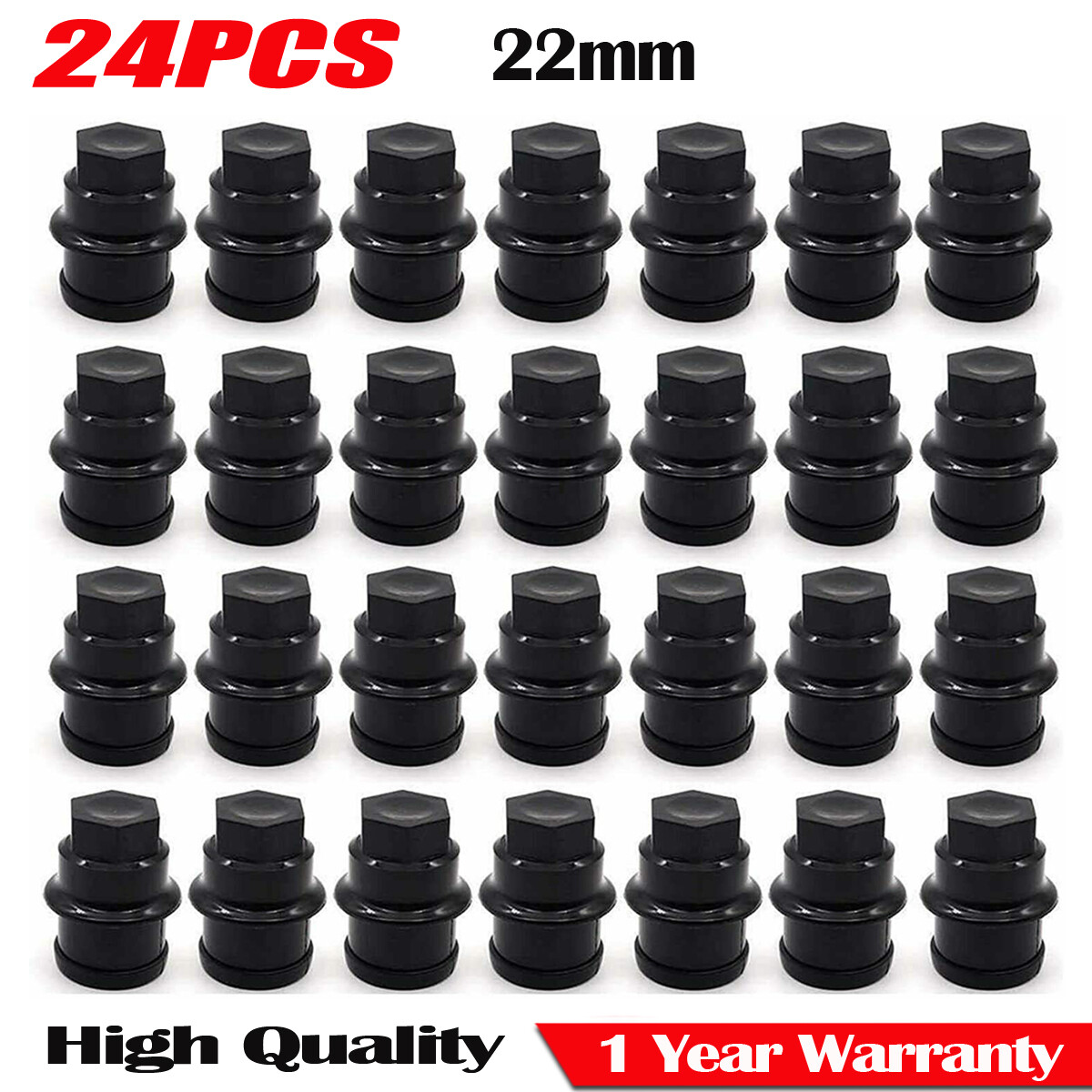 24PCS Black Wheel Nut Cover Cap M27-2.0, Hex 22mm 12472838 / 9597158 ...