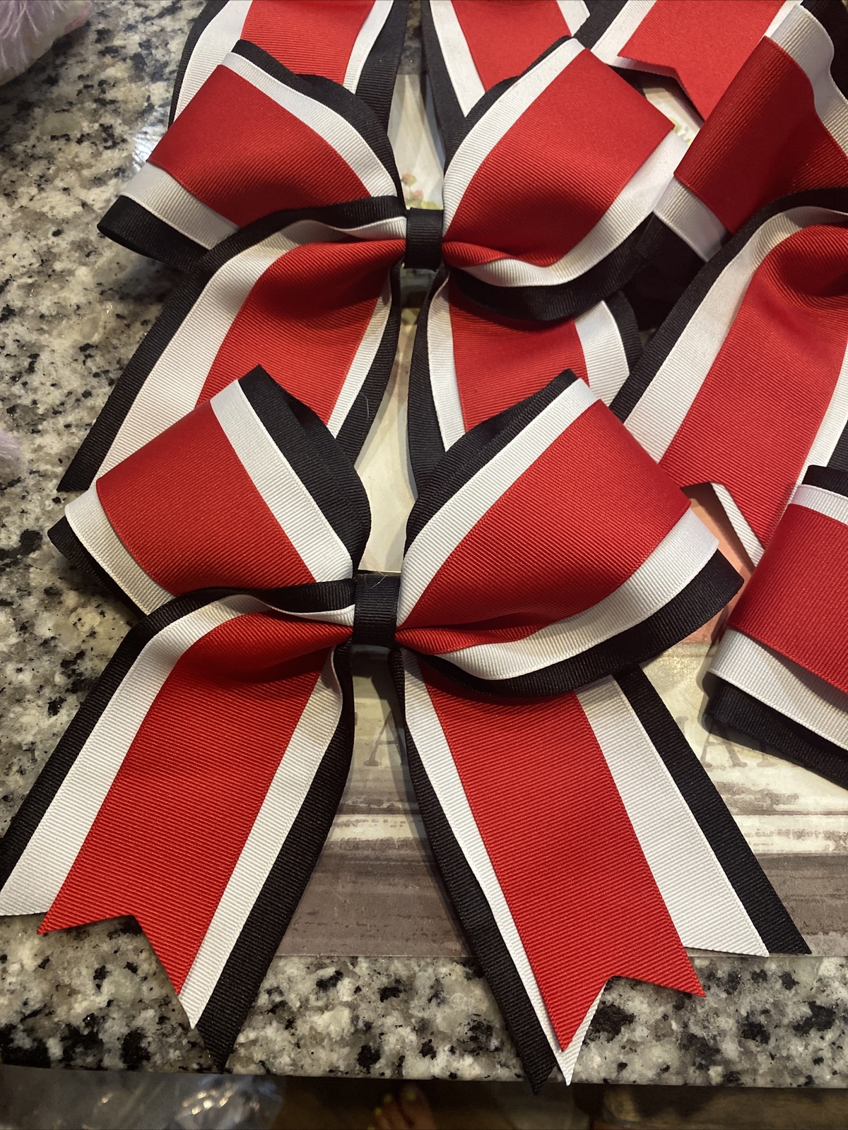 Lot of varsity cheer bows red black white | eBay