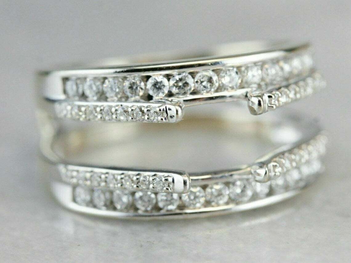 1/2Ct White Round Simulated Diamond Ring Wrap Enhancer In 925 Sterling ...