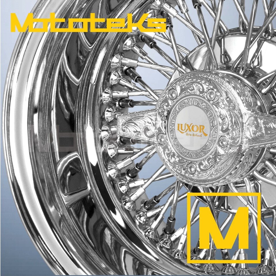 13X7 LUXOR WIRE WHEELS 72 CROSS REV RIM CHROME SINGLE 1 PIECE ENGRAVED ...