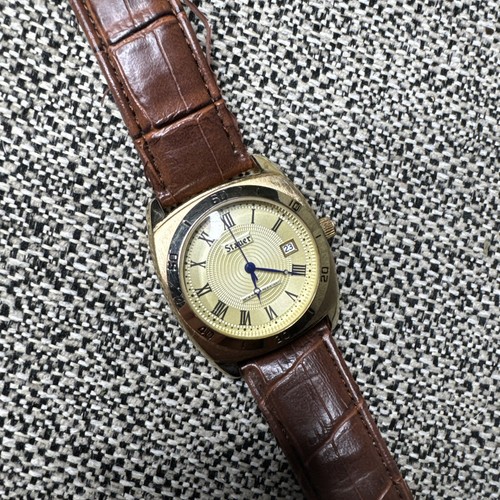 Stauer Timemaster Watch Men #30021 Brown Leather Band Stainless Steel ...