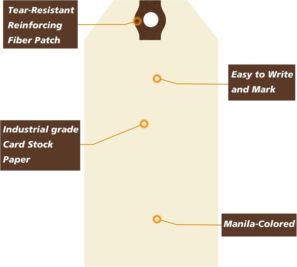 100 Pcs Manila Shipping Tags with Strings, 4 3/4" x 2 3/8". Hang Tags ...