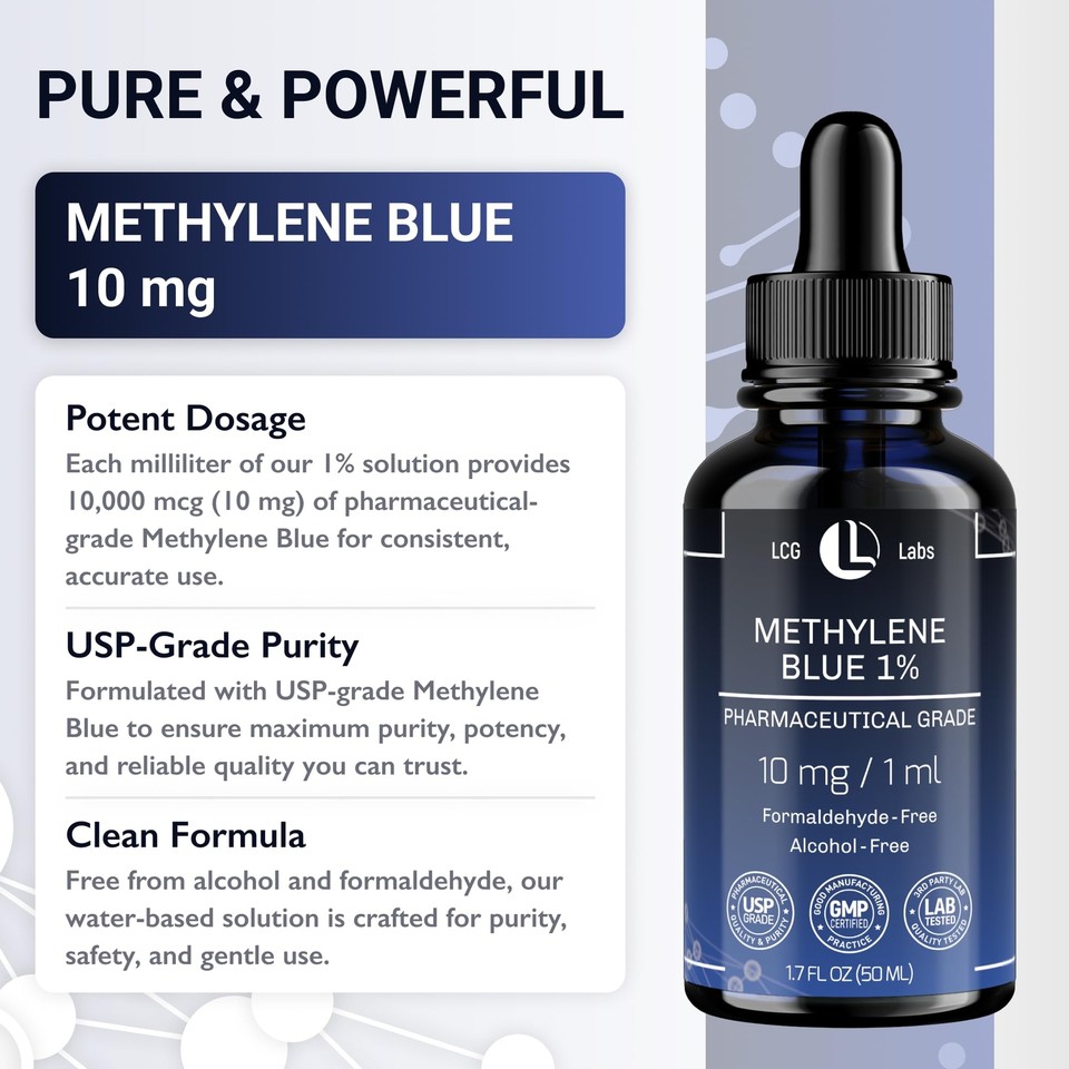 LCG LABS Methylene Blue Pharmaceutical Grade - Methylene Blue 1% ...